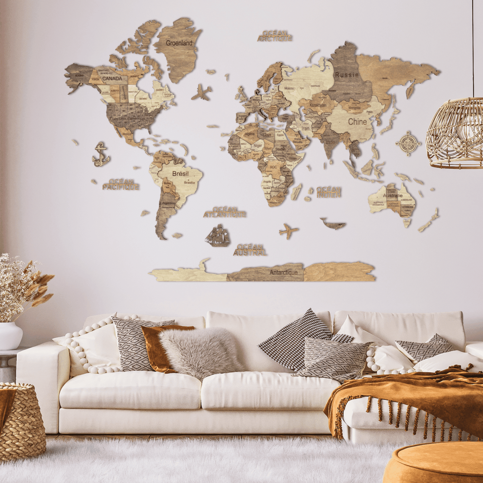 Wooden world maps 3D | Сreatifwood