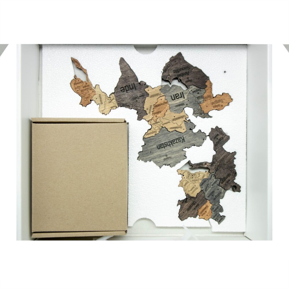 Carte du monde en bois 3D Graphite | Сreatifwood